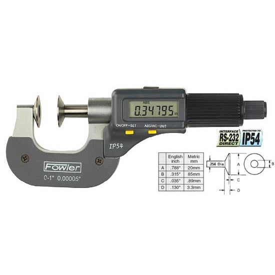 Fowler Electronic Micrometers - 0 - 1 Inch/25mm - Disc - Ratchet | WESTport